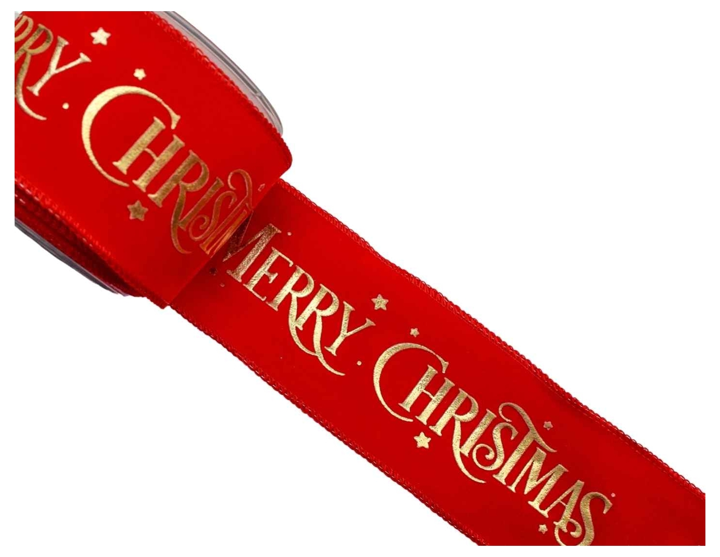 Ruban de Noël rouge velours Merry Christmas doré 9M | Made in Europe